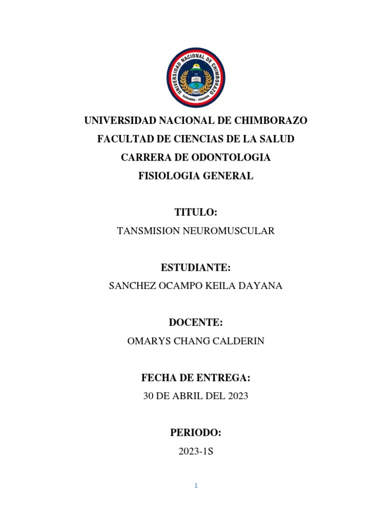Transmisión Neuromuscular: Mecanismos y Función | PDF | Unión ...