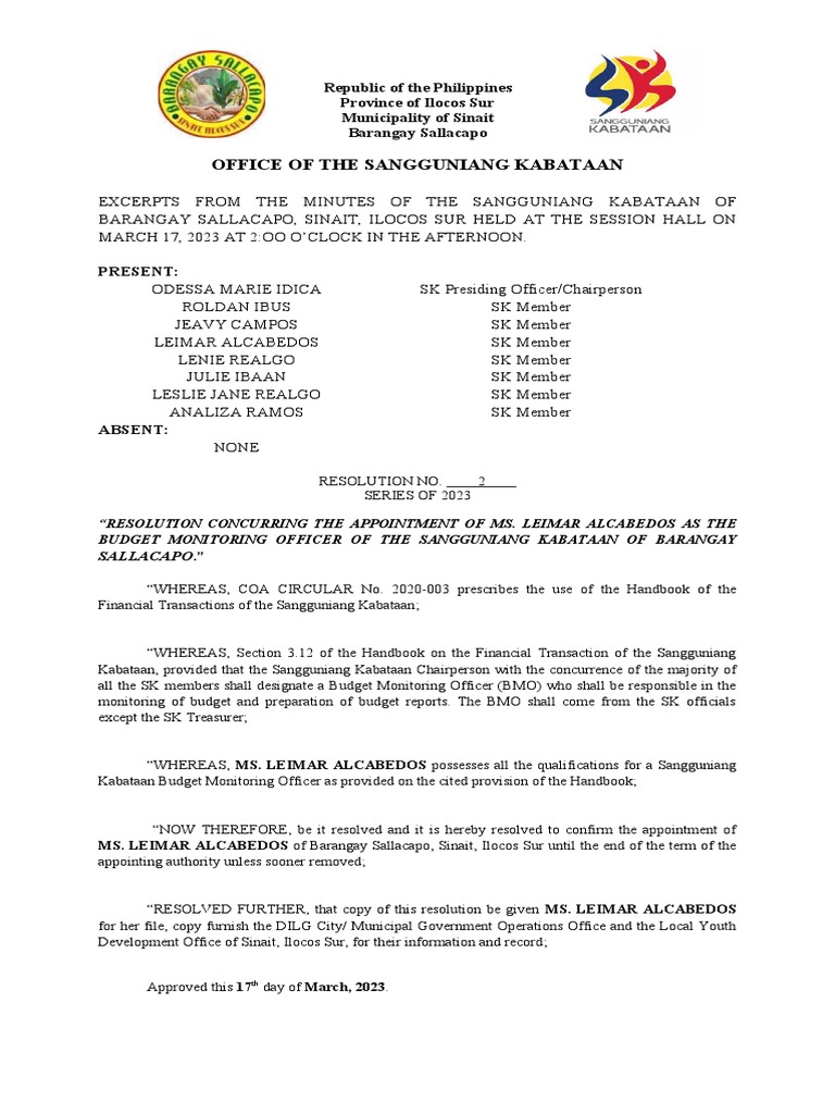 Appointment of BMO-SK | PDF | Government | Philippines