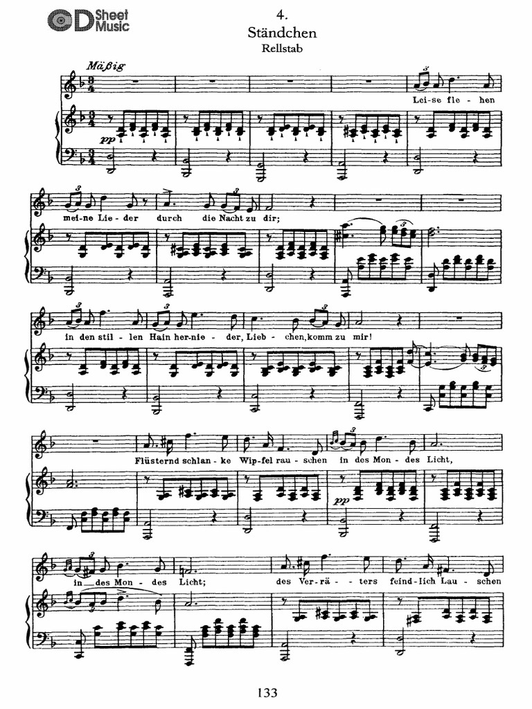 Schubert - Schwanengesang, No.4. Standchen (Rellstab) | PDF