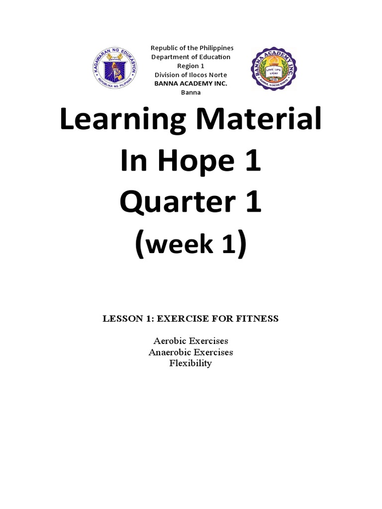 Learning Material in Hope 1 | PDF | Aerobic Exercise | Physical Fitness