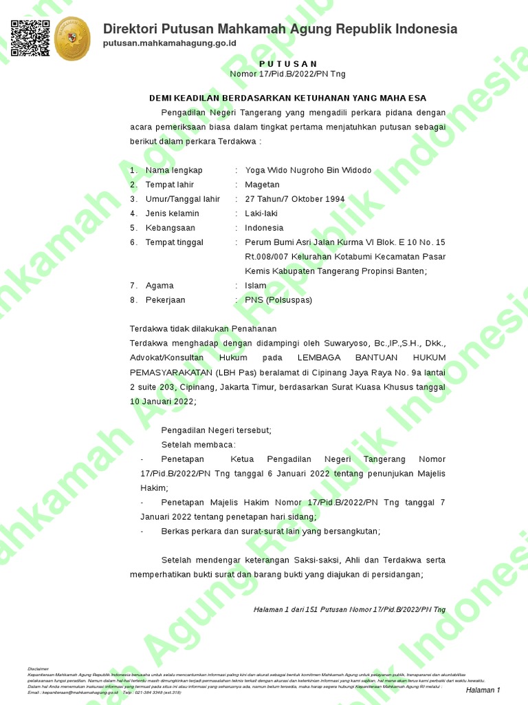 Putusan 17 Pid.b 2022 PN TNG 20230404150531 | PDF