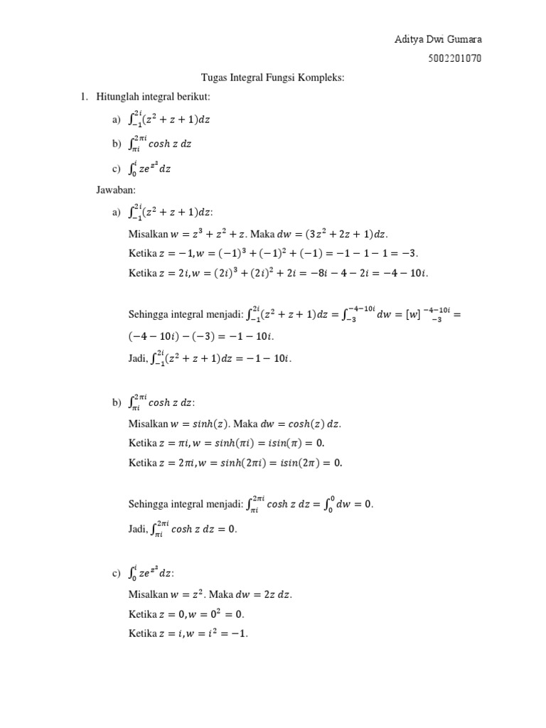 Tugas Integral Fungsi Kompleks | PDF