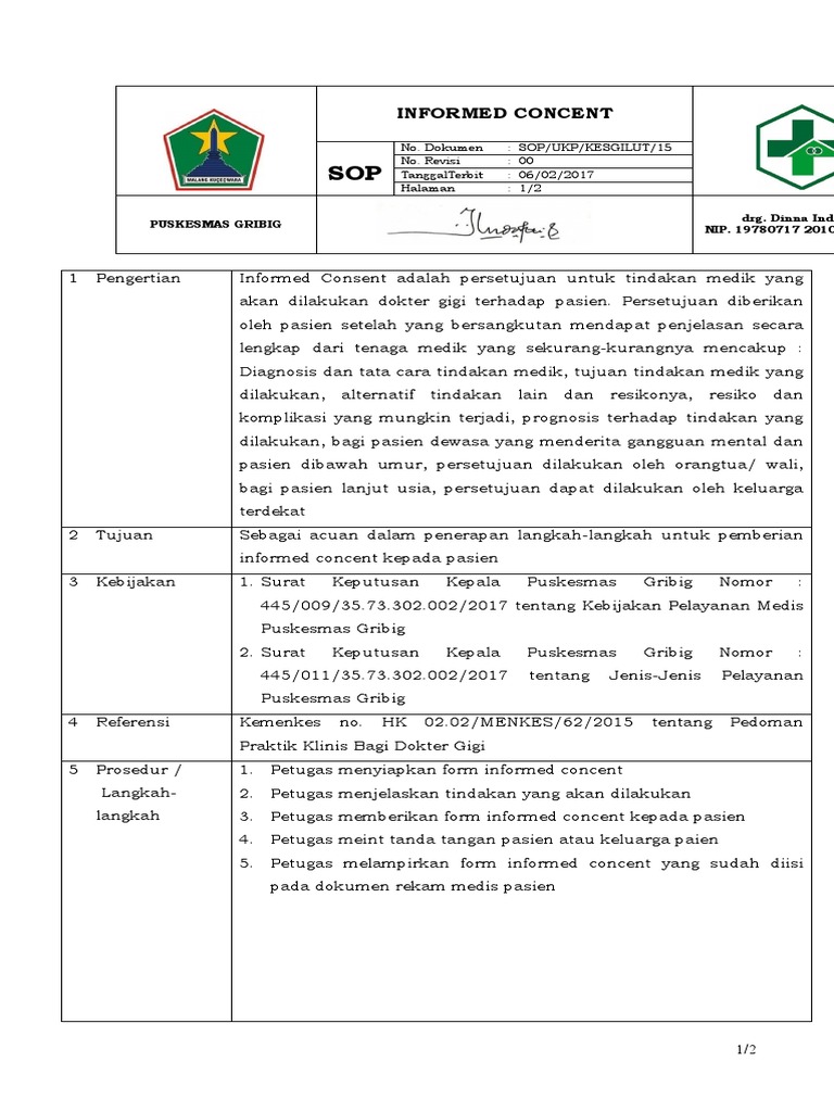 SOP Informed Consent - (Belum Ada Kop) | PDF