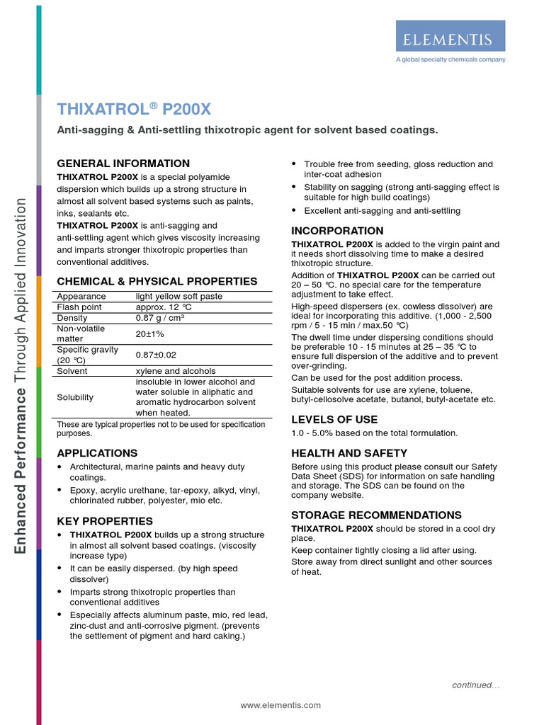 Thixatrol P200X: Anti-Sagging & Anti-Settling Thixotropic Agent For ...