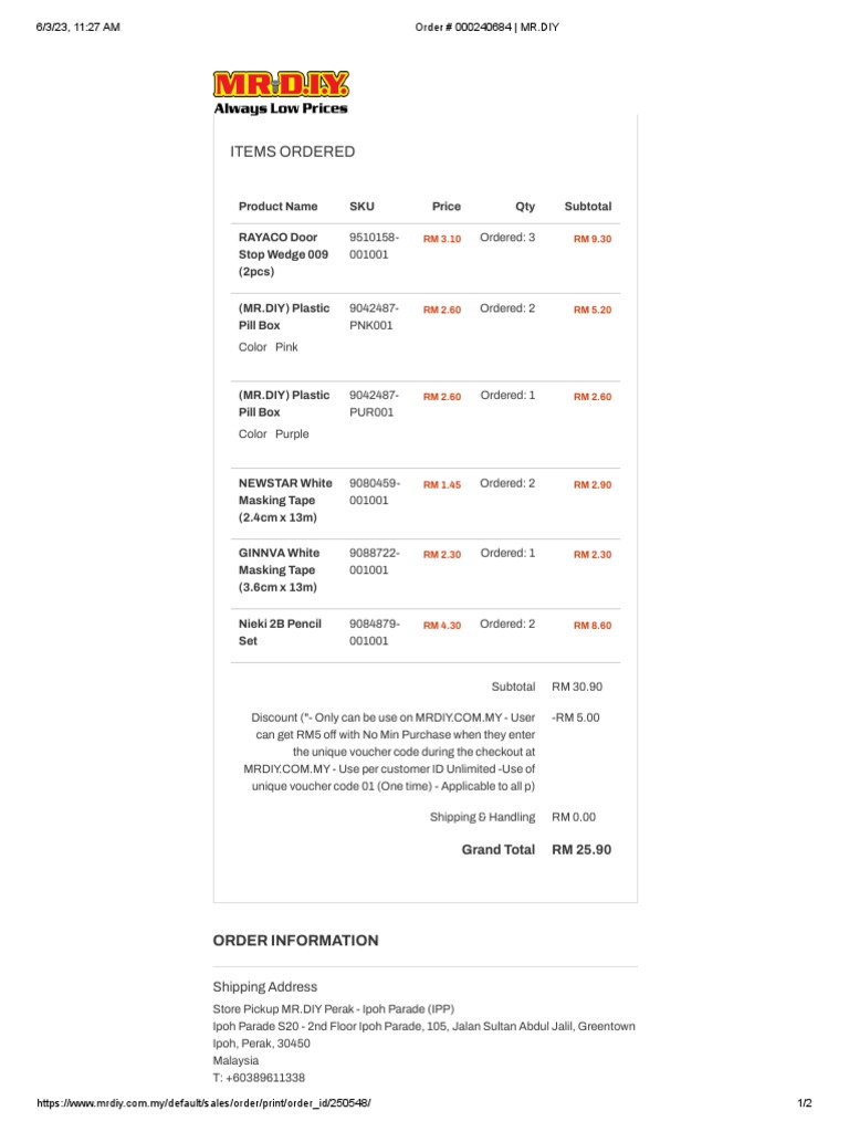 Order # 000240684 - MR - DIY | PDF | Service Industries | Financial ...