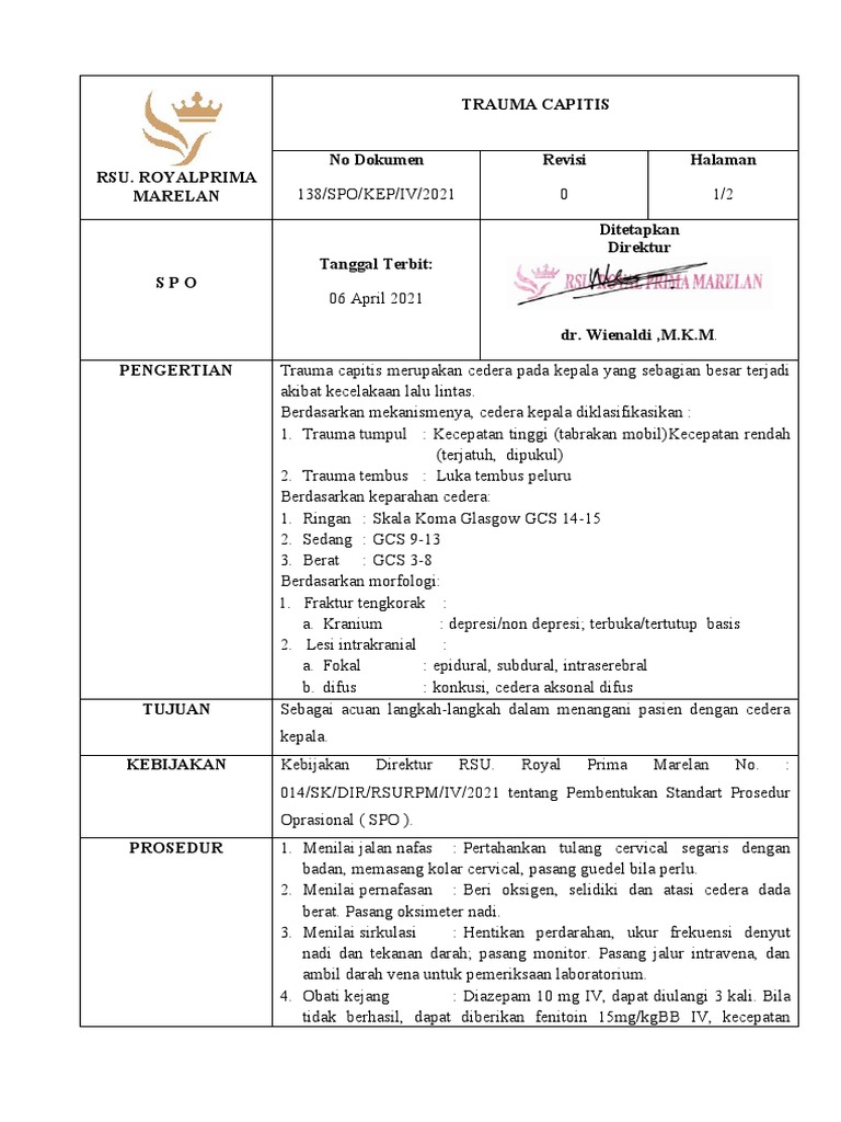 Spo - Trauma Capitis | PDF