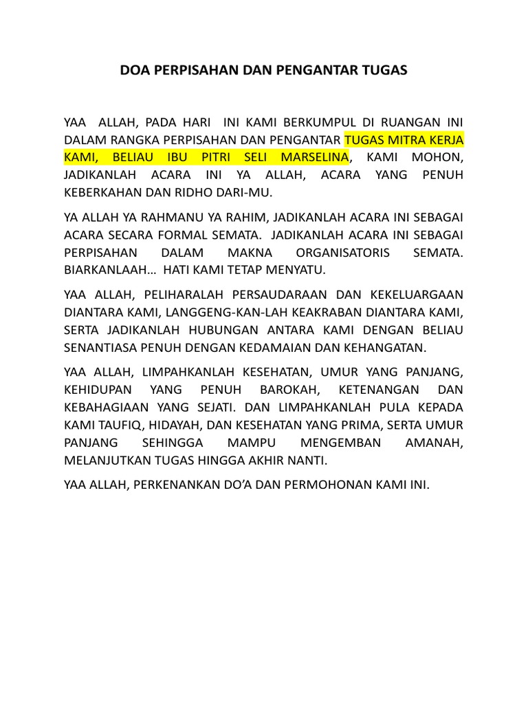 Doa Perpisahan | PDF