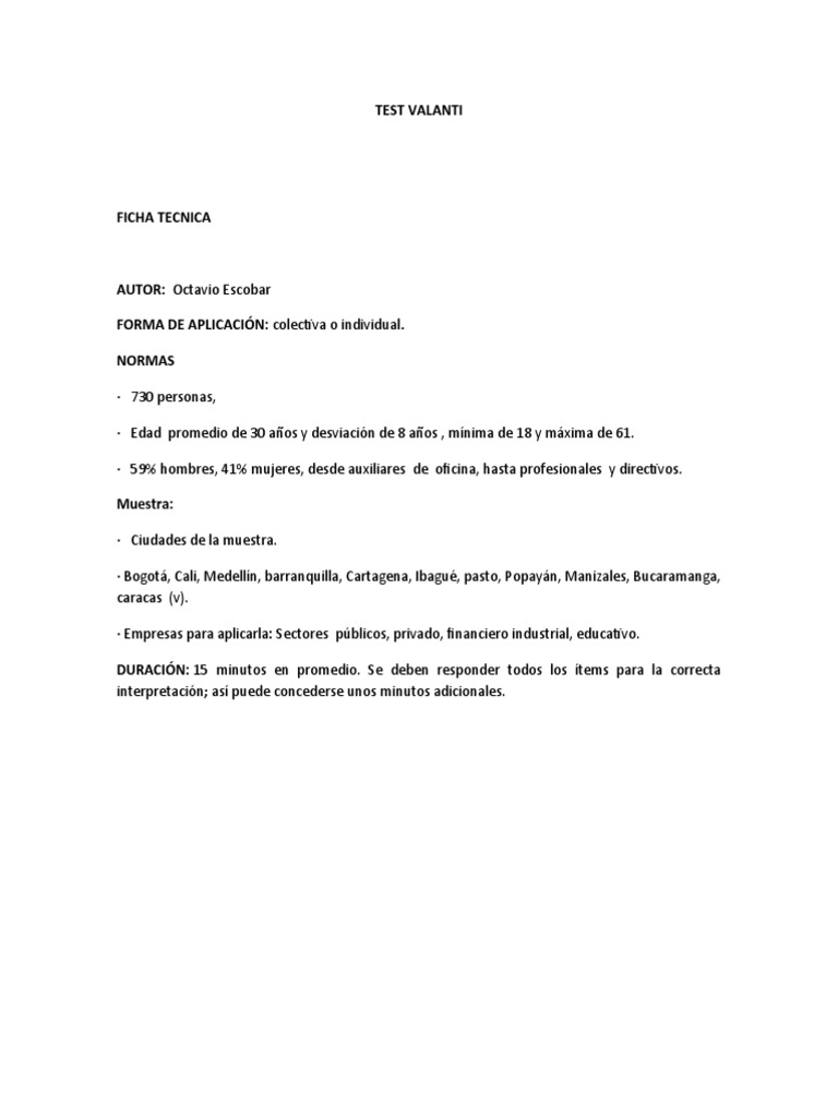 Test Valanti | PDF