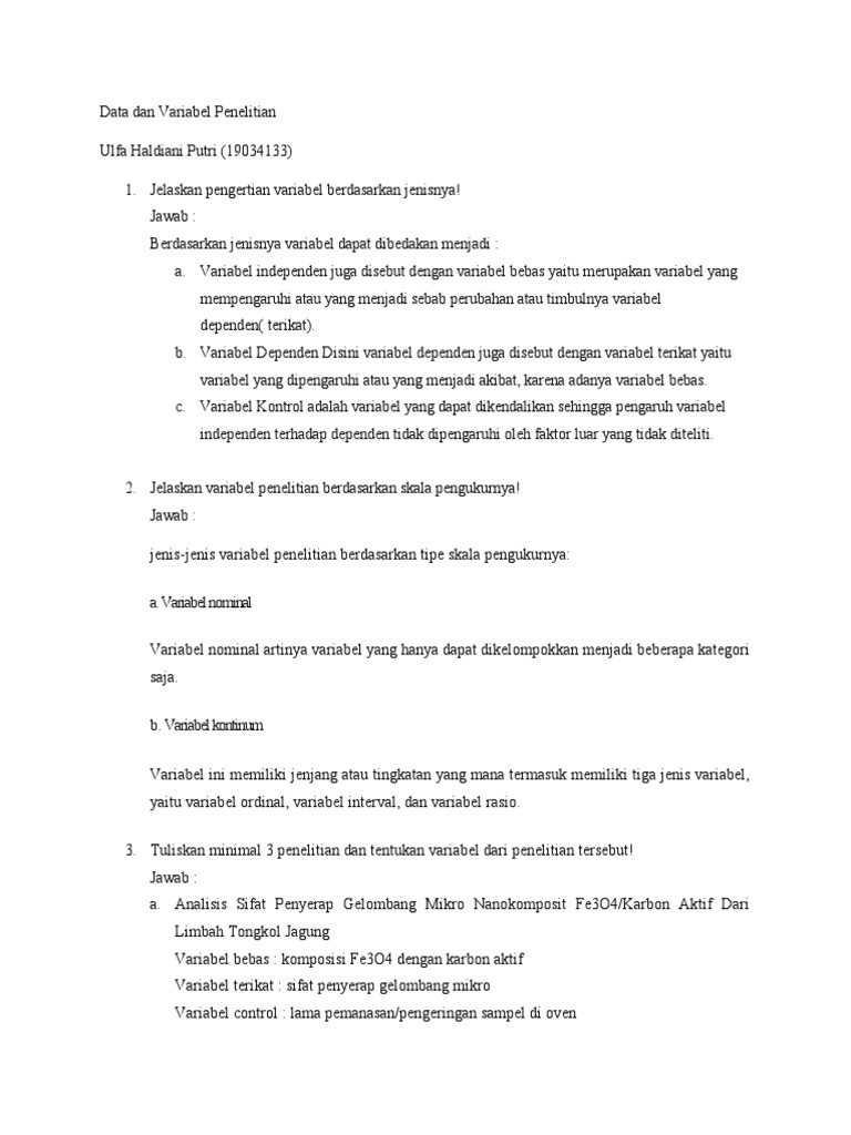 Soal KLP 9 - Data Dan Variabel Penelitian | PDF