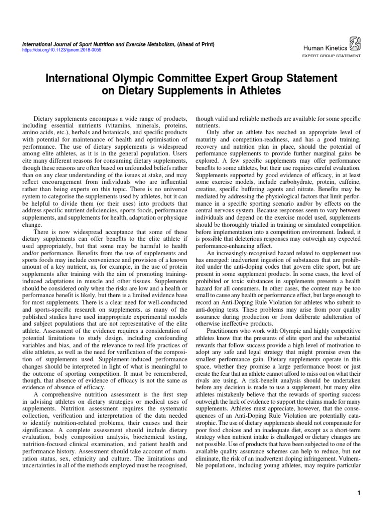 IOC Doping Dietary Supplements | PDF | Dietary Supplements ...