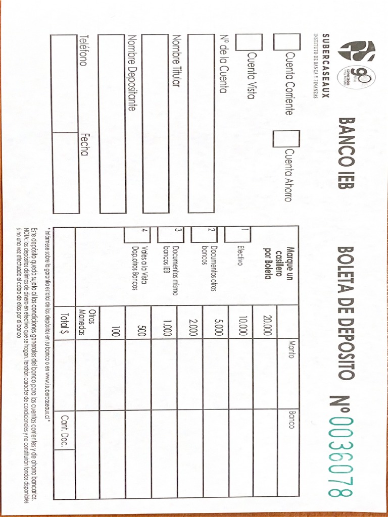 Ejemplo Boleta de Depósito | PDF
