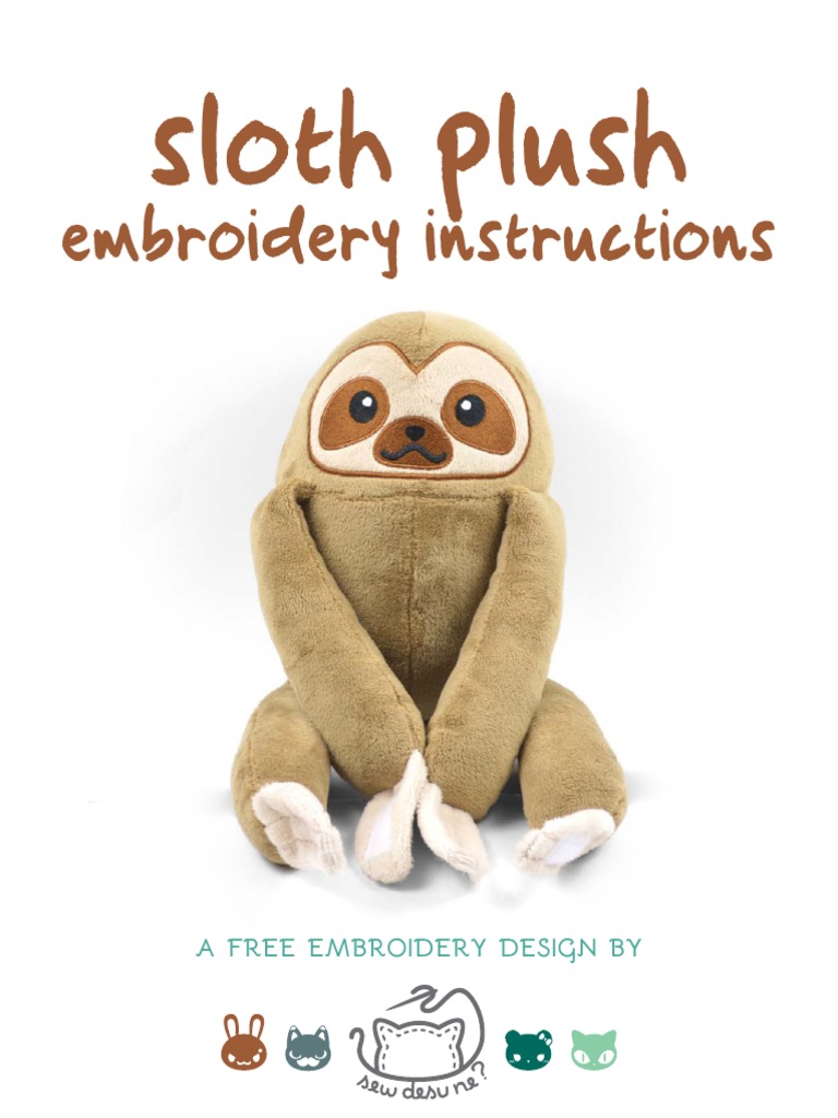 Sloth Plush Free Embroidery Guide | PDF | Home & Garden