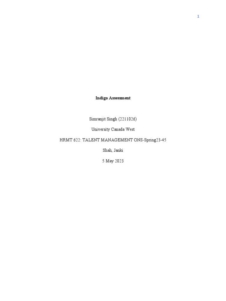 Indigo Assessment | PDF