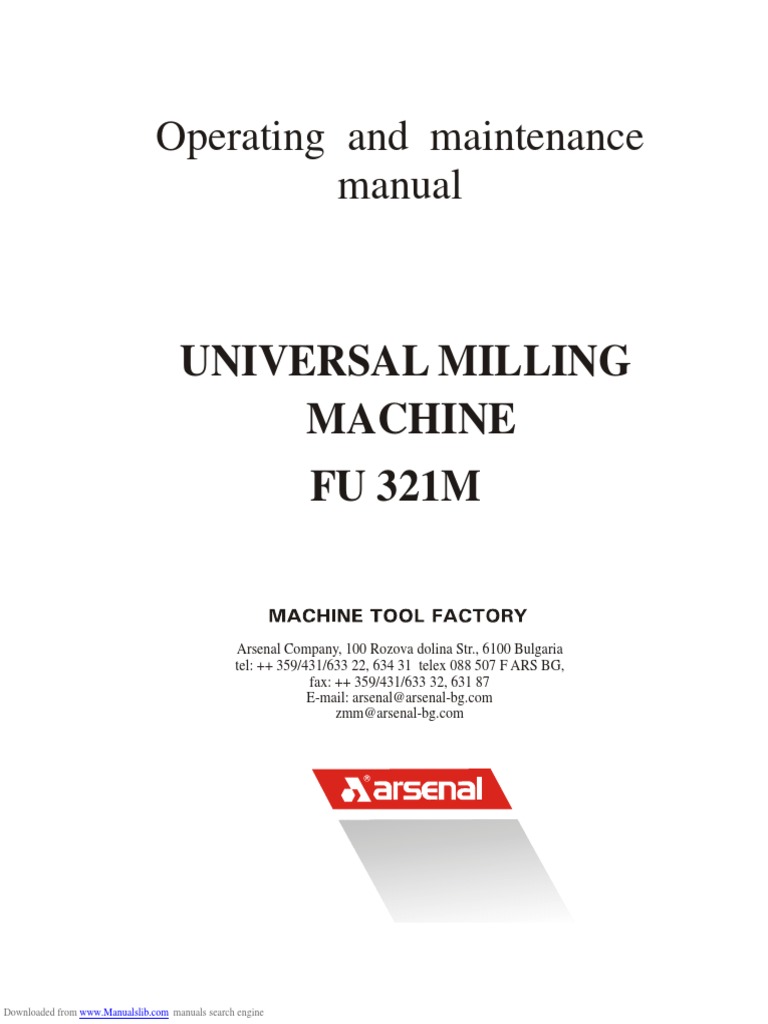Operating and Maintenance Manual: Universal Milling Machine FU 321M ...