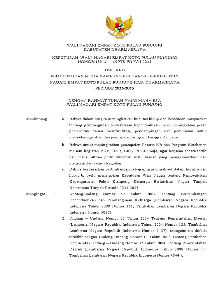 SK Kampung KB Nagari Timpeh 2022-2025 | PDF