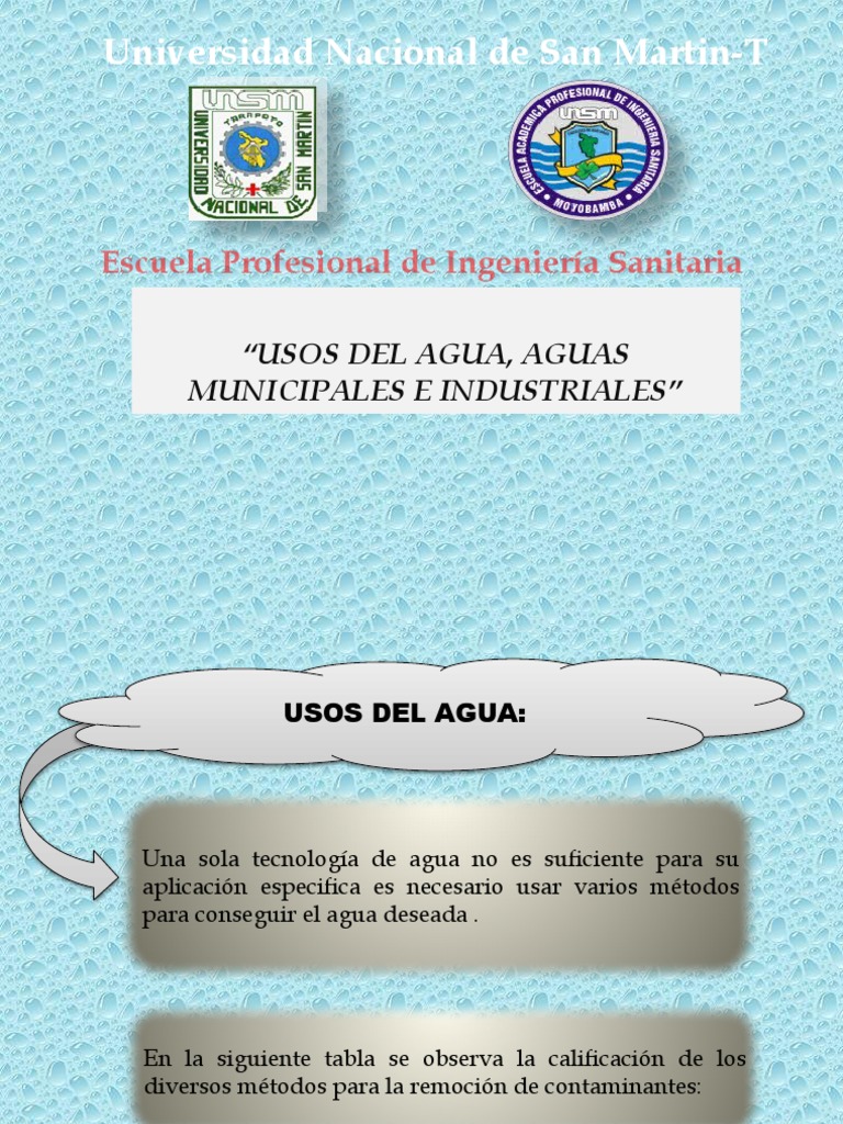 Usos Del Agua | PDF | Agua | Cloro