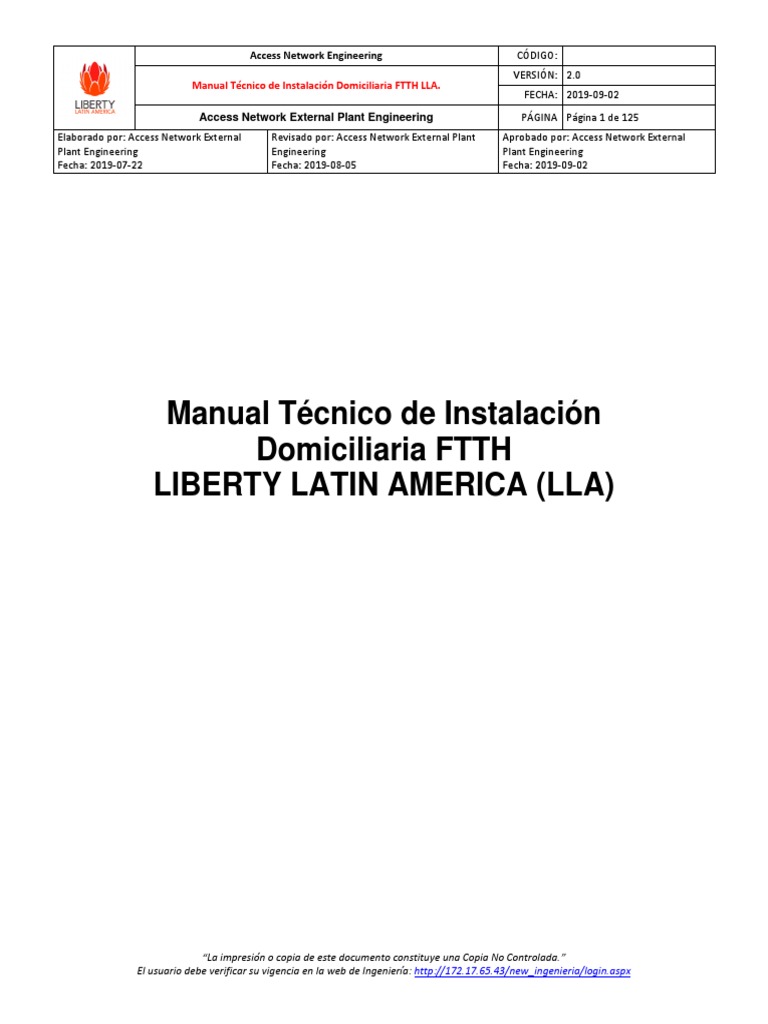 5 - SPA - Manual Técnico Servicios Domiciliaria FTTH - LLA v2.5 - 2020 | PDF | Equipo de ...