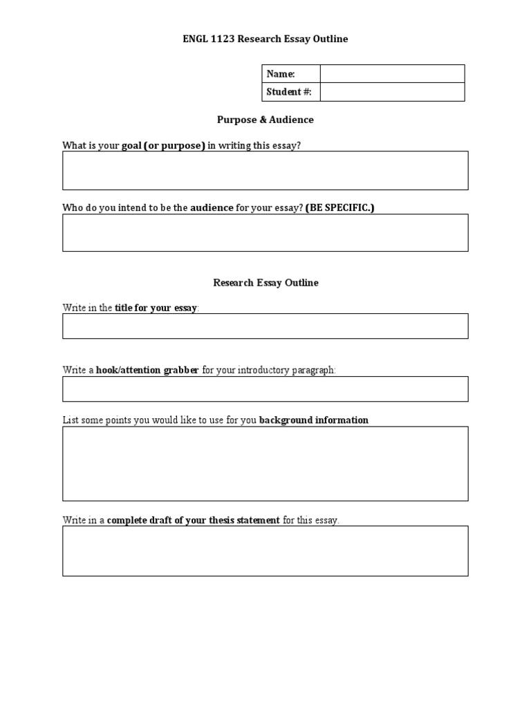 Research Essay Outline for ENGL 1123 | PDF | Essays | Paragraph