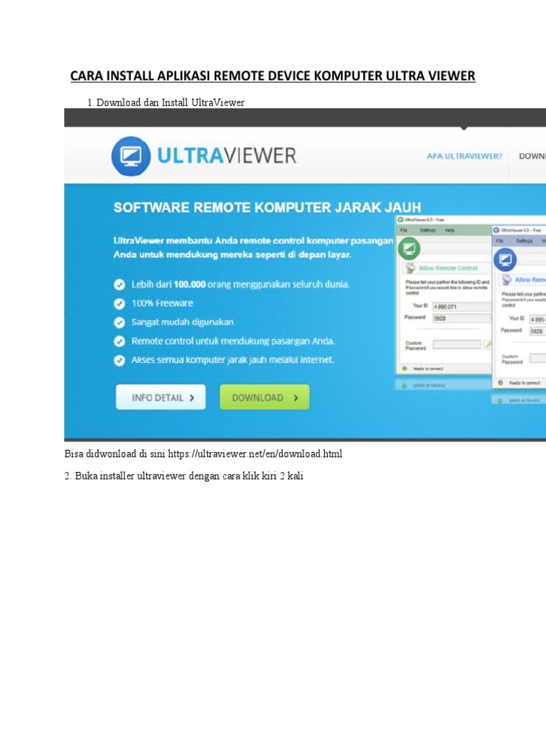 Cara Install Aplikasi Remote Device Komputer Ultra Viewer | PDF