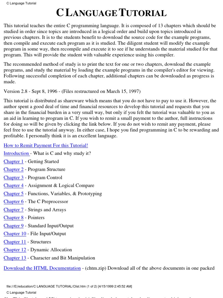 C Language Tutorial | PDF