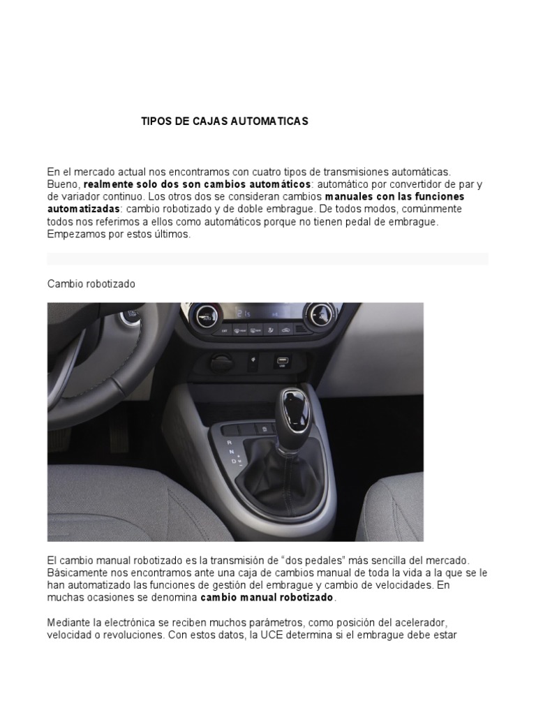 Tipos de Cajas Automaticas | PDF | Transmisión automática | Transmisión ...