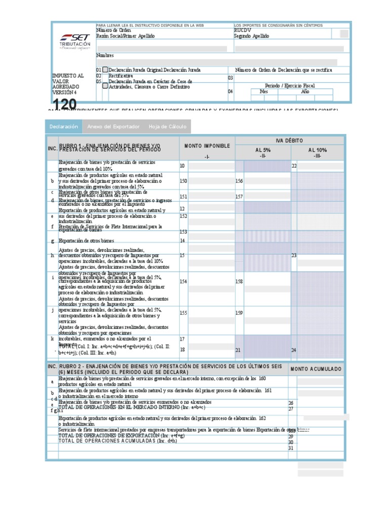 Formulario #120 IVA Versión 4... 002... | PDF