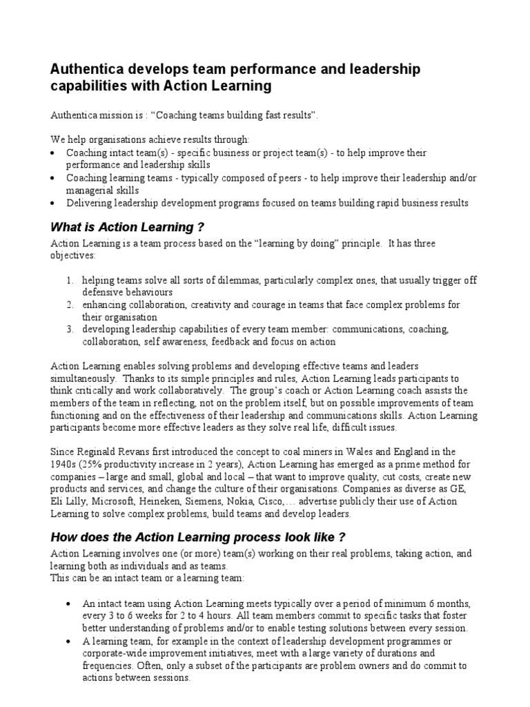 Introduction To Action Learning | Download Free PDF | Leadership | Learning