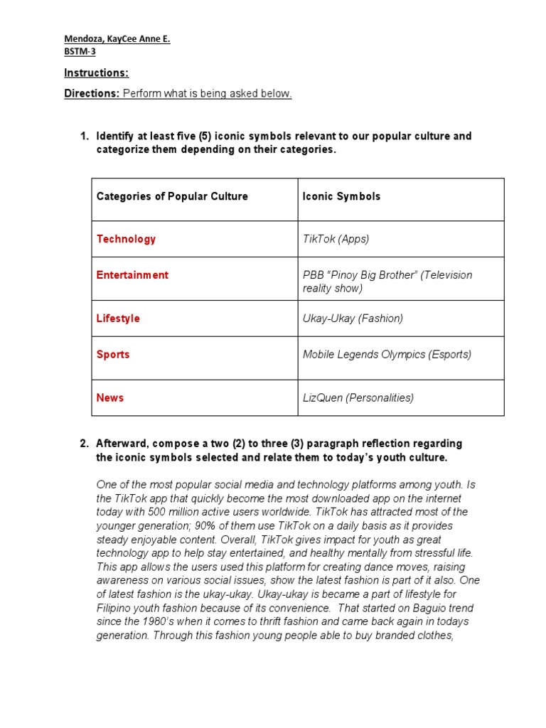 1 Worksheet - PopCulture | PDF | Fashion | Mobile App