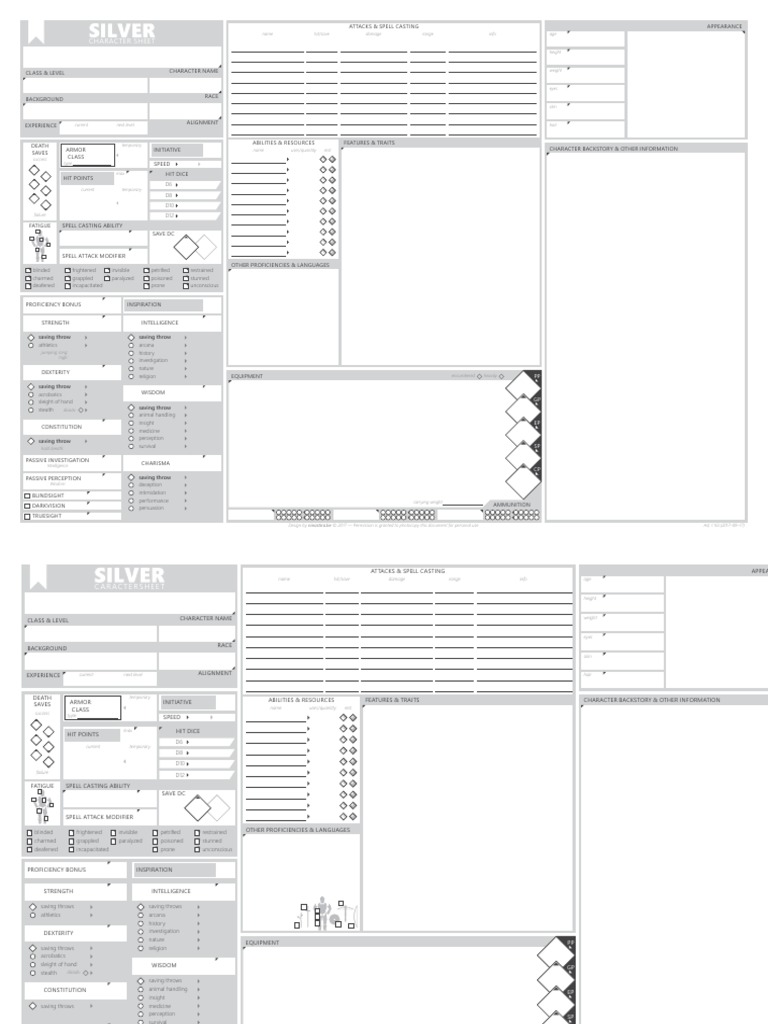 1029713-SILVER Character Sheet.v1.16 | PDF | Tabletop Games | Role ...