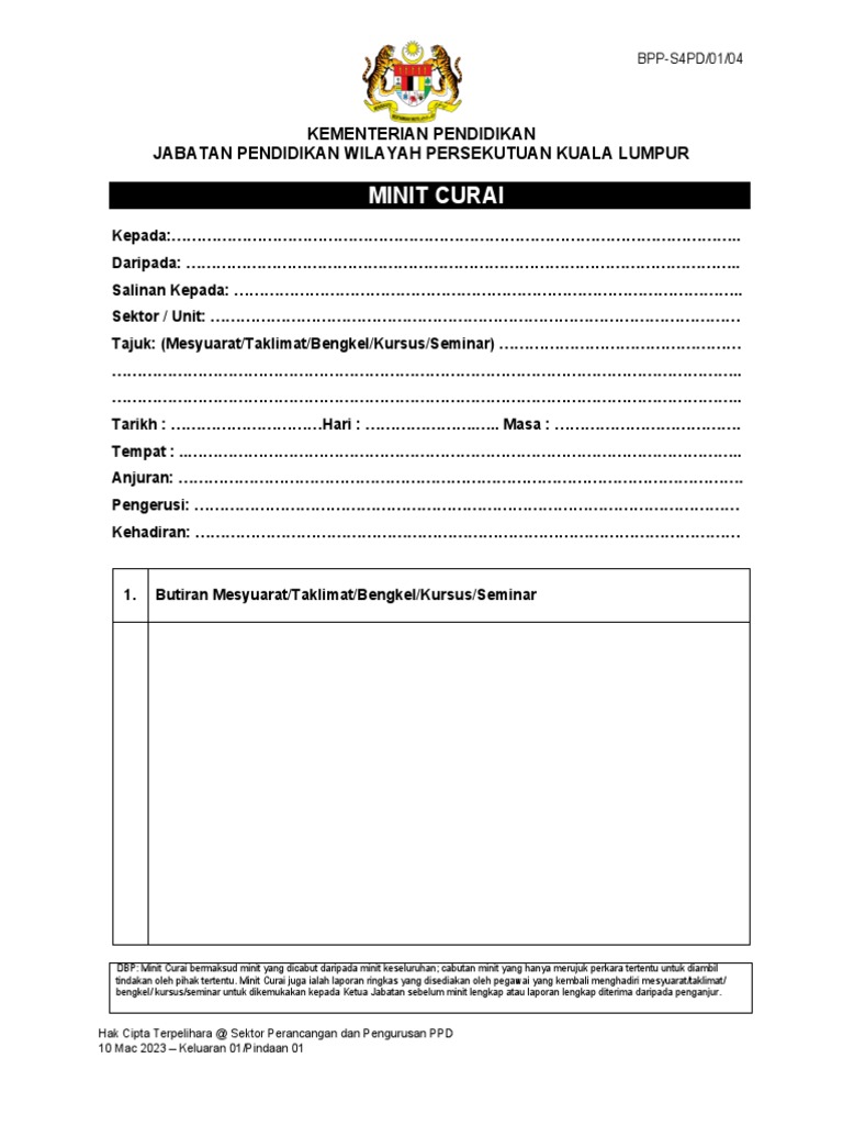 Format Minit Curai-pindaan | PDF