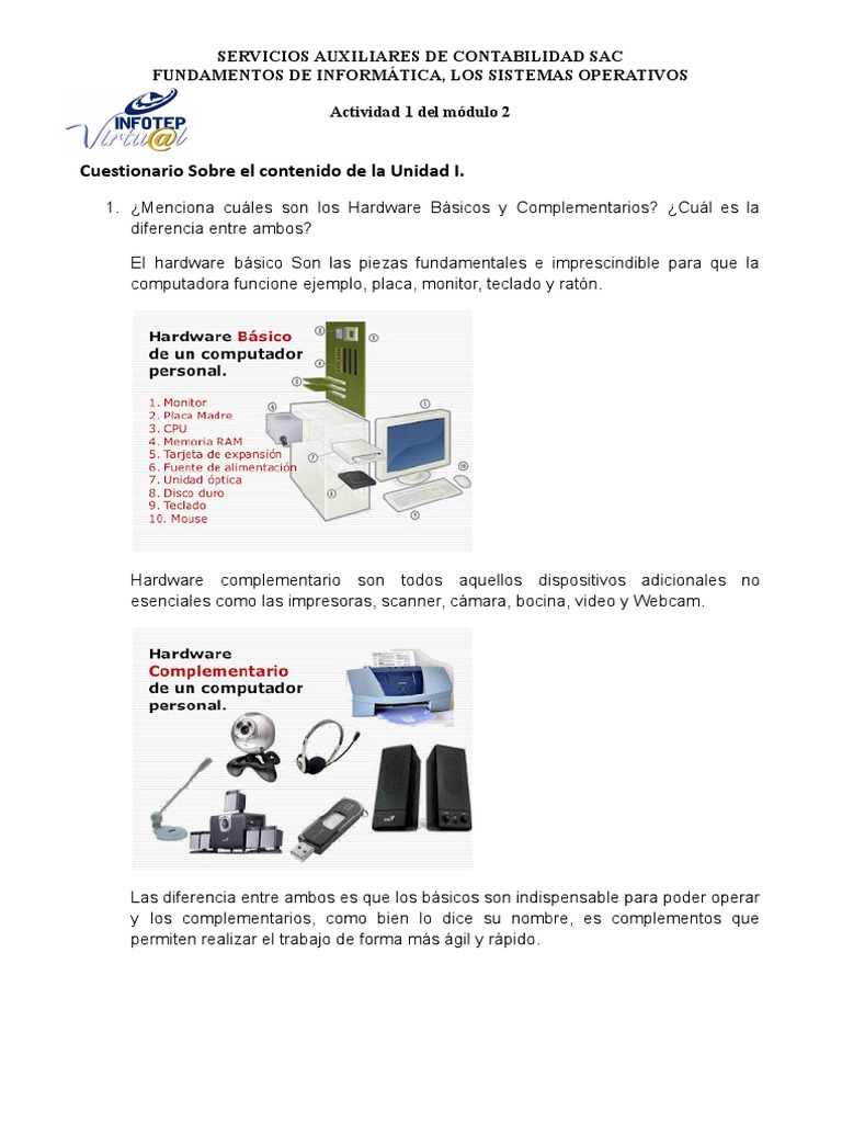 Actividad 1 Del Módulo 2 (1) Fundamento de Informatica | PDF | Hardware de la computadora ...