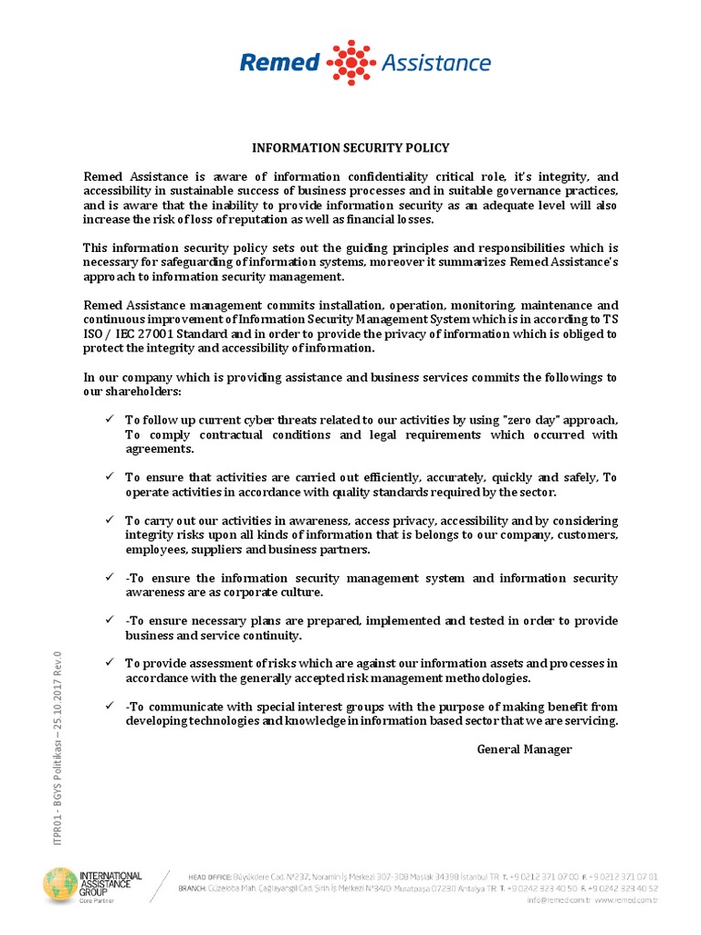 It PR 01 Information Security Policy | PDF | Information Security ...