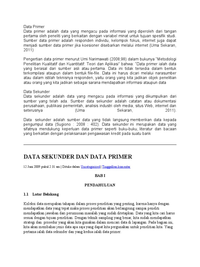Pengertian Data Primer dan Sekunder | PDF | Ilmu Sosial | Komputer