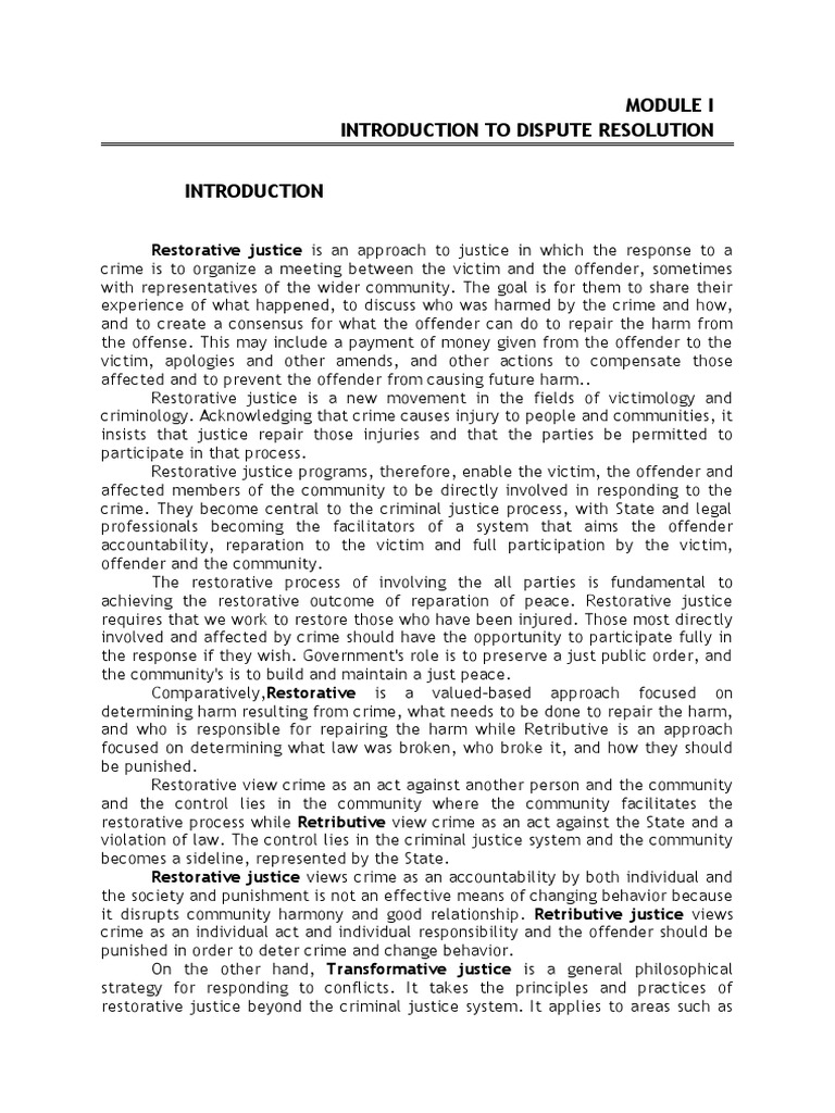 Module 1 | PDF | Mediation | Alternative Dispute Resolution