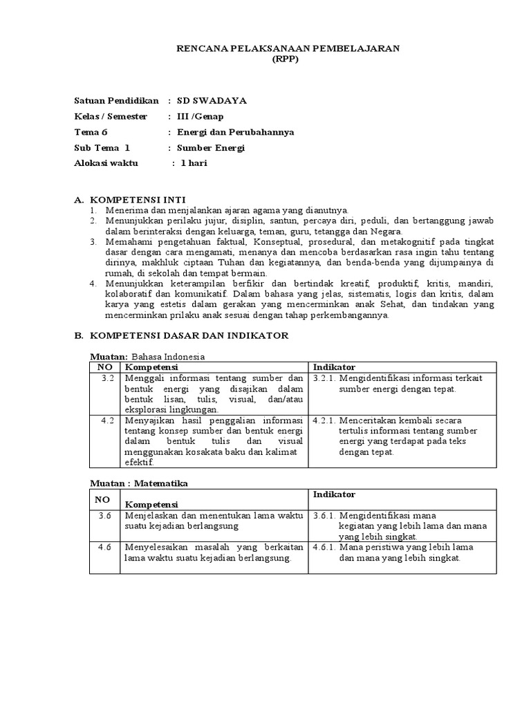 RPP T6 Subtema 1 | PDF