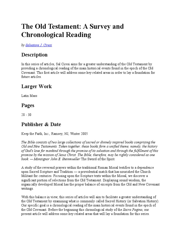 Chronological Reading of The Old Testament | PDF | Book Of Genesis ...