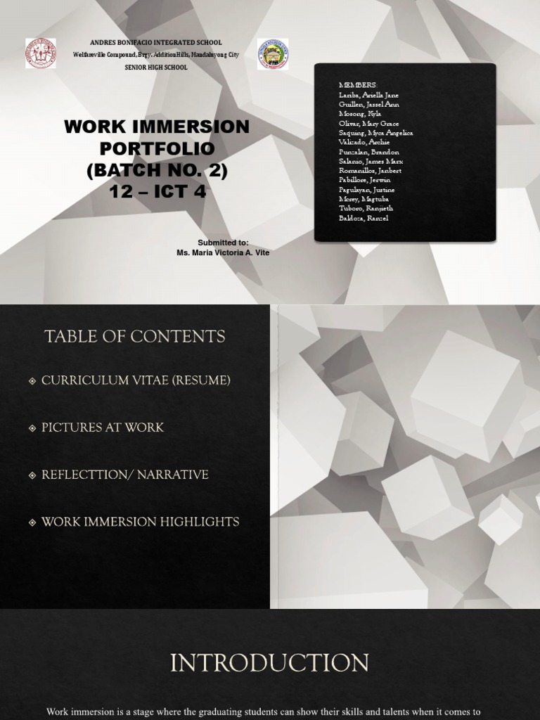 Work Immersion Portfolio Batch No.2 | PDF