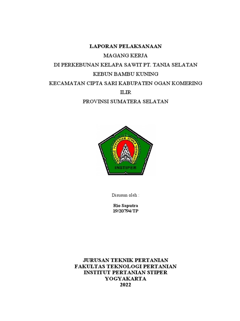 Laporan Magang di PT Tania Selatan | PDF