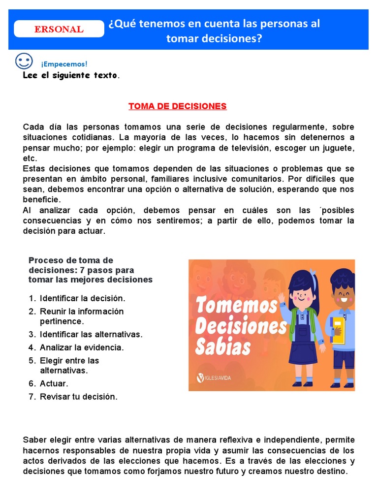 D1 A2 ANEXO PS ¿Qué Tenemos en Cuenta Las Personas Al Tomar Decisiones | PDF | Relaciones ...