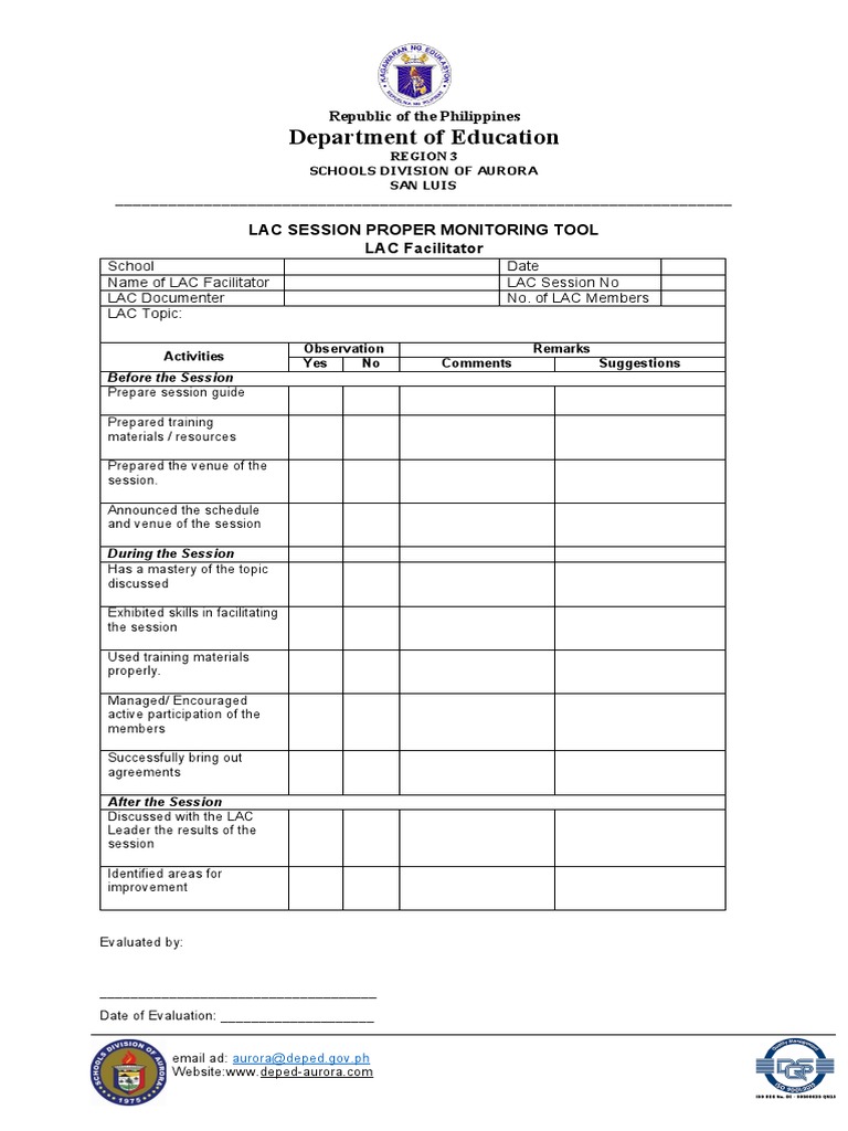 Final LAC Monitoring Tool 2 - LAC Facilitator | PDF