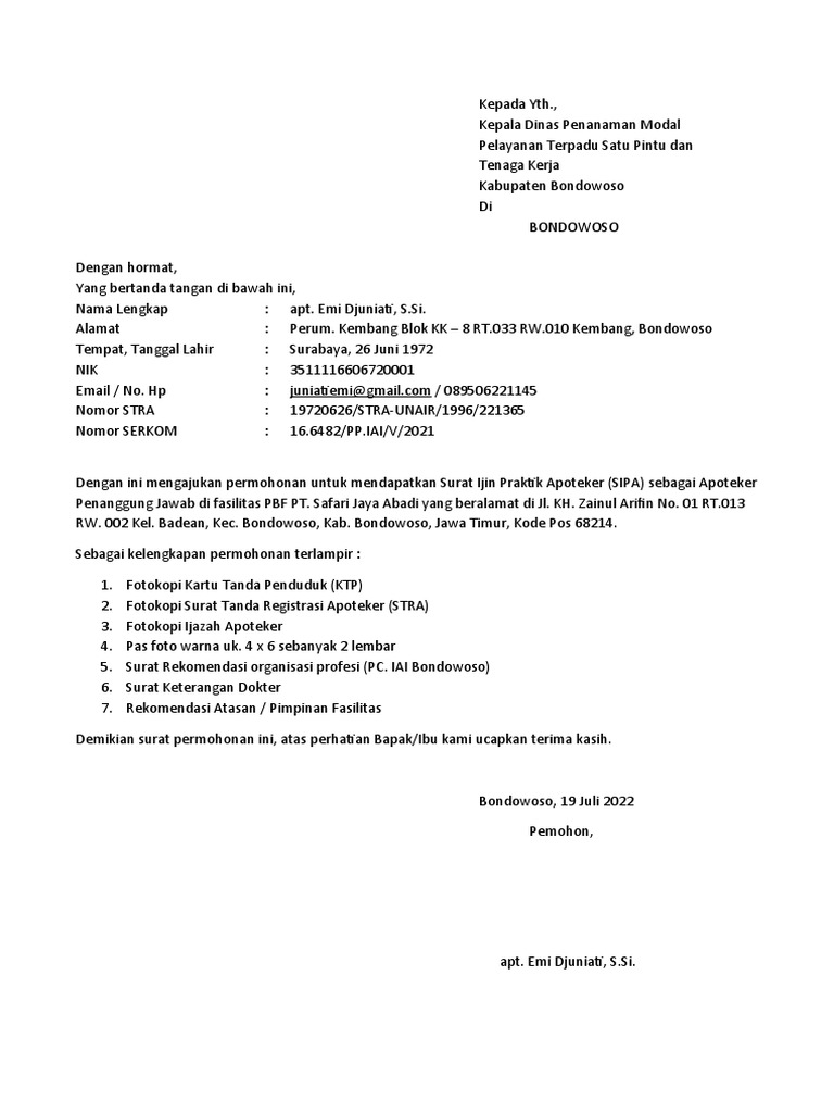 Permohonan Ke PTSP | PDF