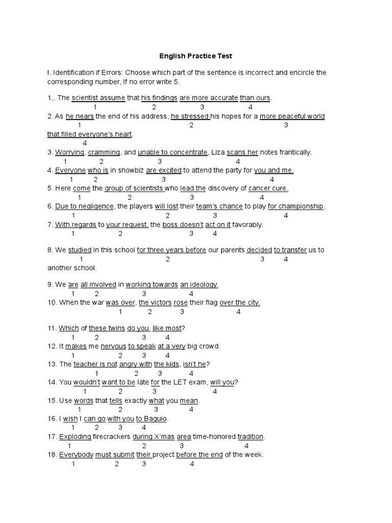 English Practice Test | PDF