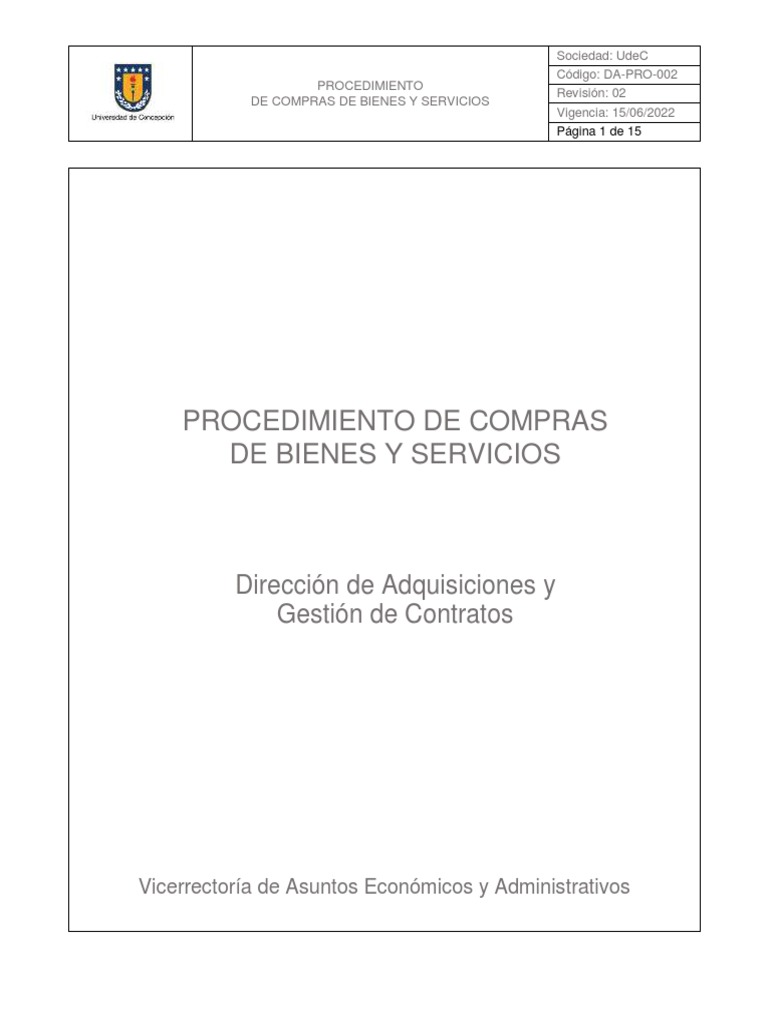 Procedimiento de Compras Ejemplo | PDF