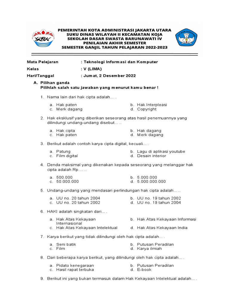 PAS TIK Kelas 5 | PDF