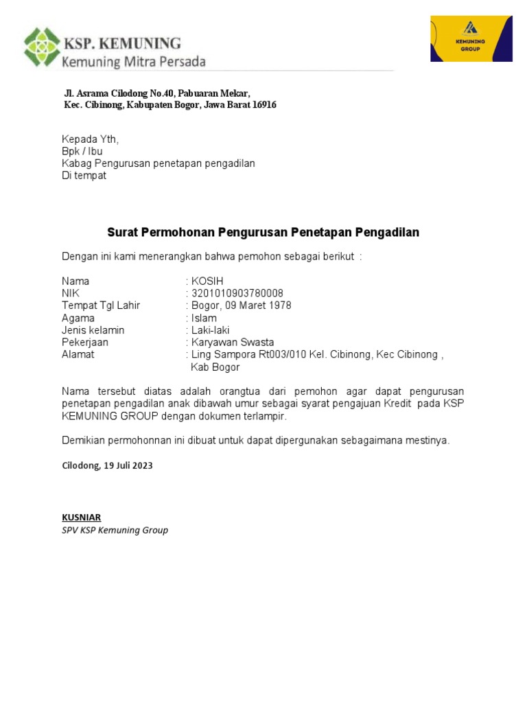 Contoh Surat-Permohonan | PDF