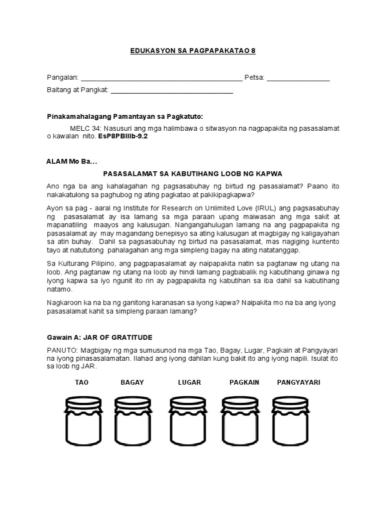 Esp 8 Q3lesson 1 Objective 2 Pdf