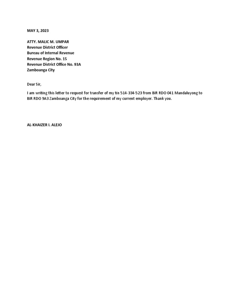 Bir Intent Letter - Khai | PDF
