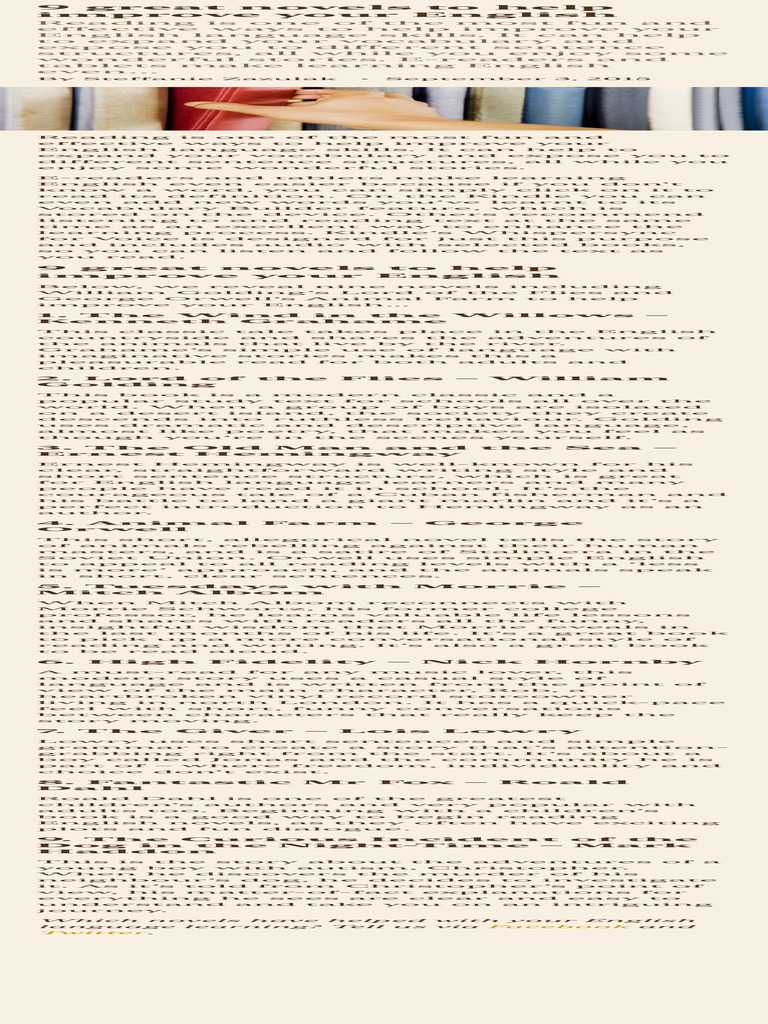 9 Great Novels To Help Improve Your English | PDF | Vocabulary