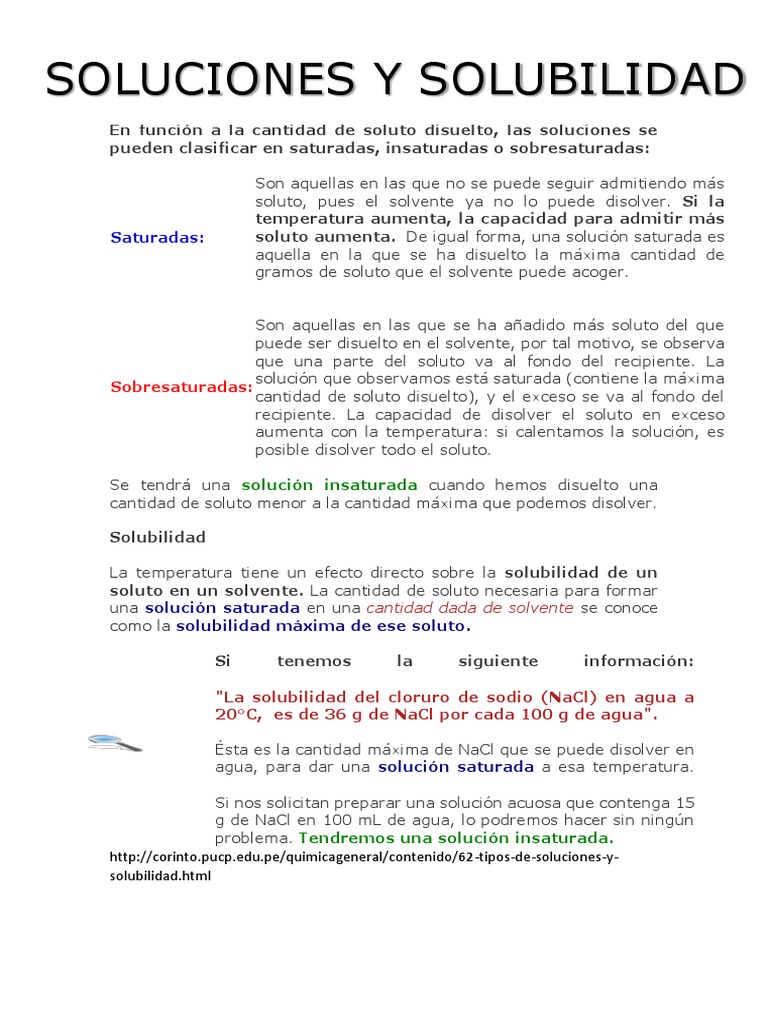 Solubilidad y Tipos de Soluciones | PDF
