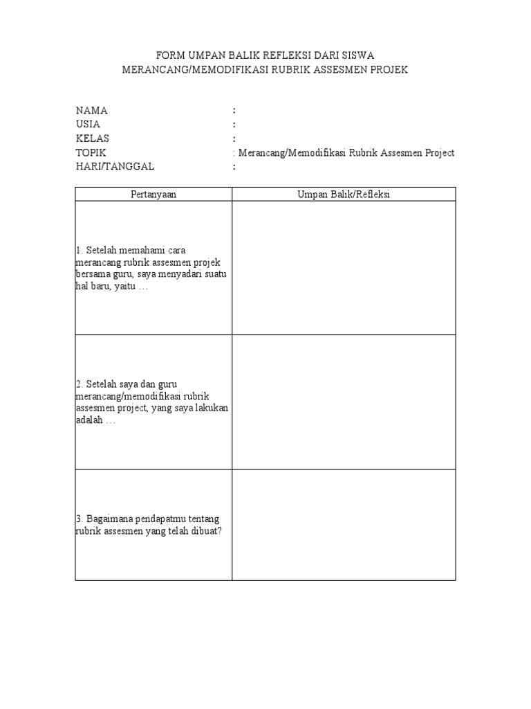 form umpan balik | PDF